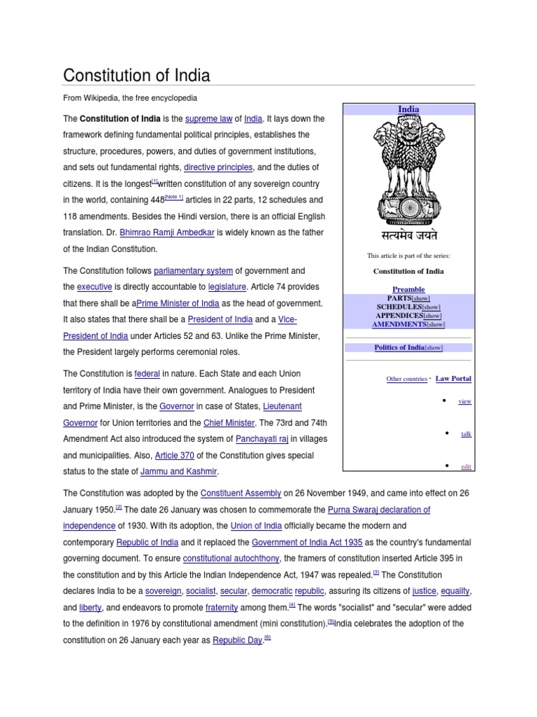 Constitution of India | PDF | United States Constitution | British Raj