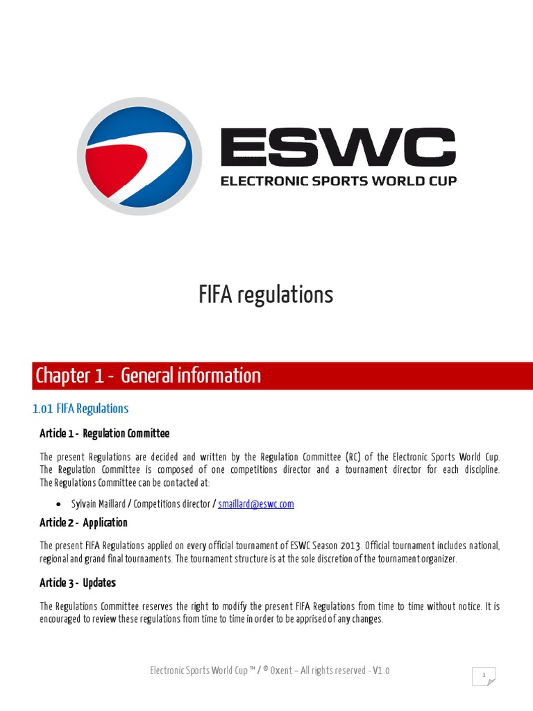 FIFA Regulations: Chapter 1 - General Information | PDF | Sports Rules ...