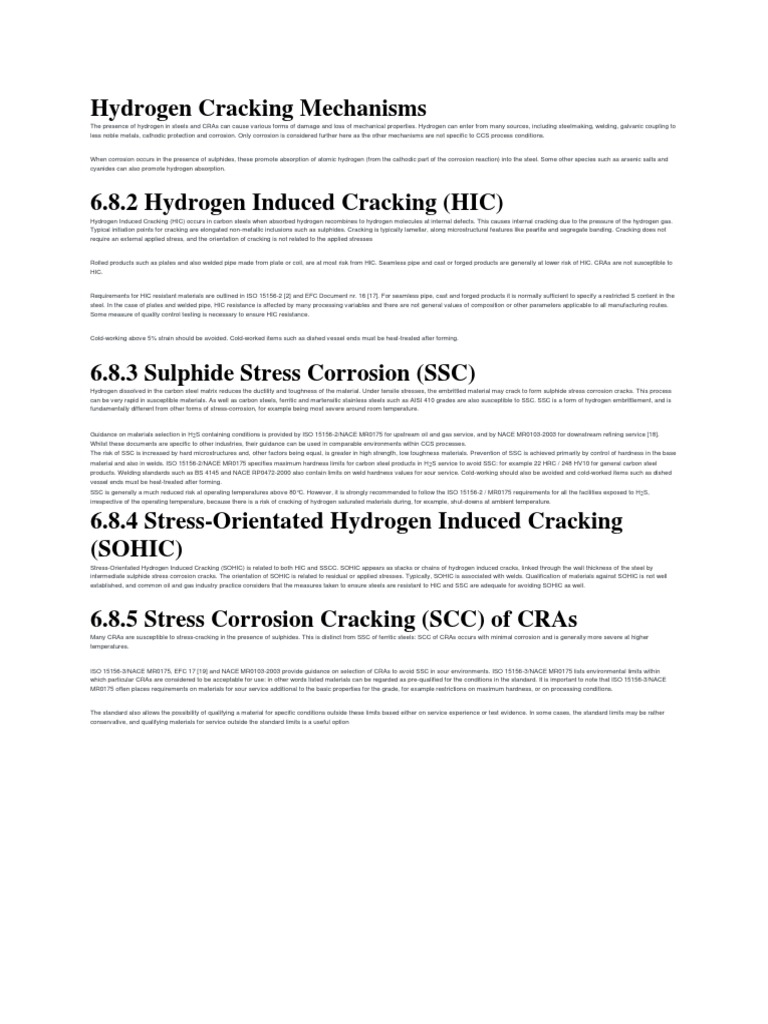 Hydrogen Cracking Mechanisms | PDF | Corrosion | Heat Treating