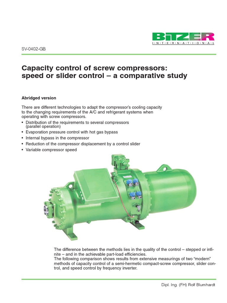 Capacity Control of Screw Compressor | PDF