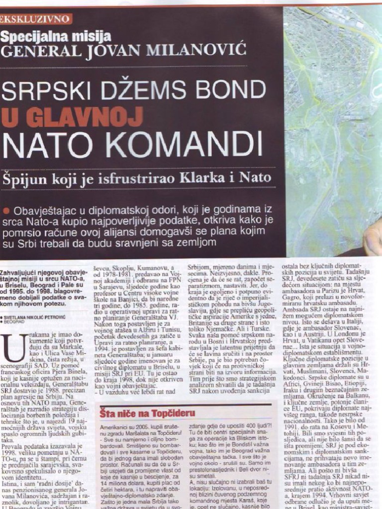 Srpski Dzejms Bond - General Jovan Milanovic | PDF