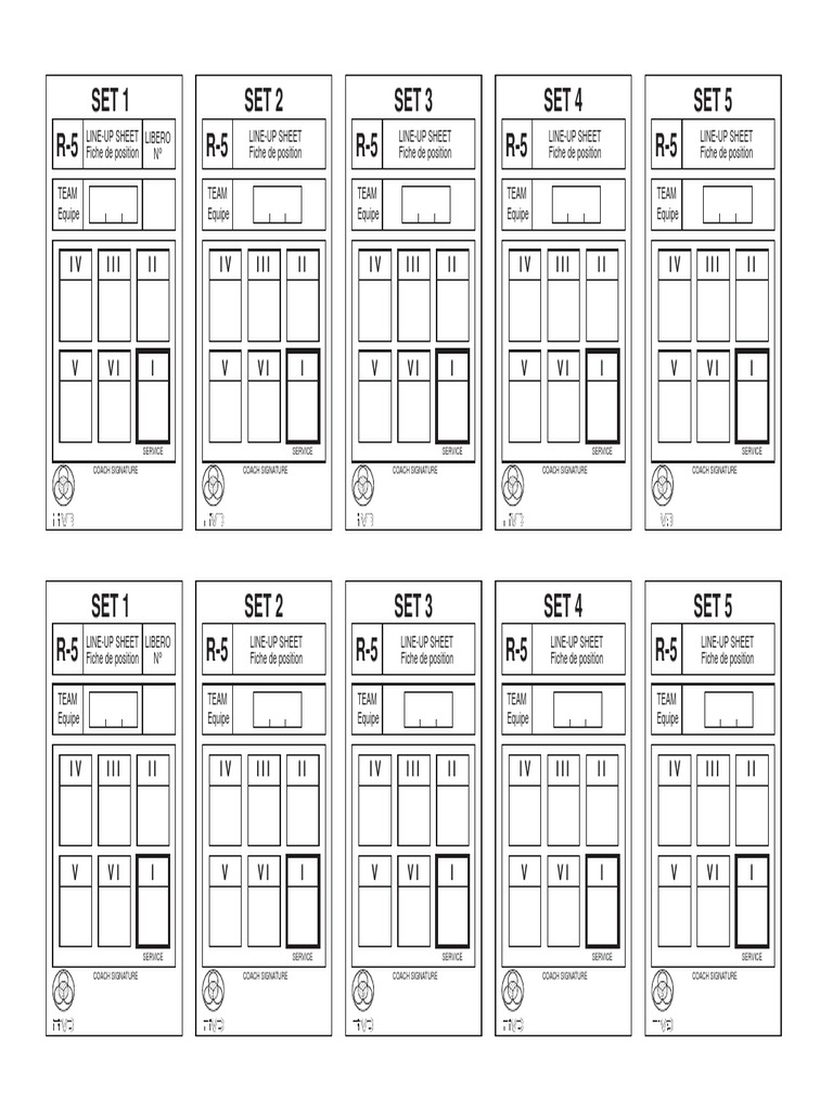 Volleyball Line-Up Sheet R-5 | PDF