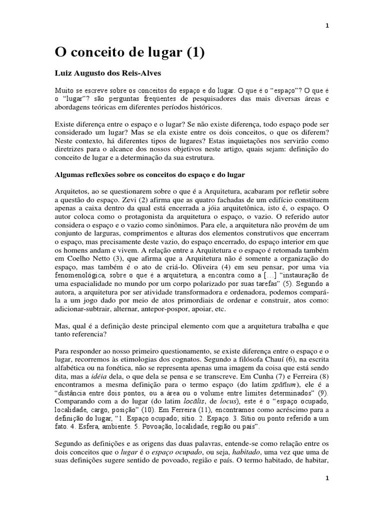 O Conceito de Lugar | PDF | Espaço sideral | Tempo
