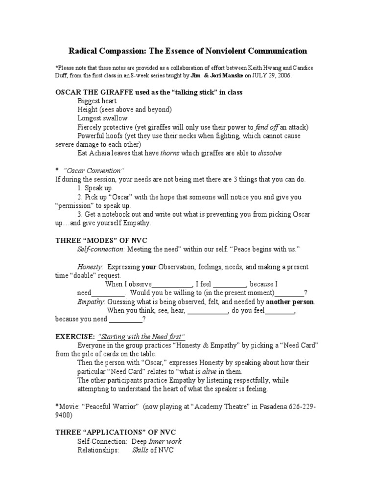 Radical Compassion - The Essence of Nonviolent Communication | PDF ...