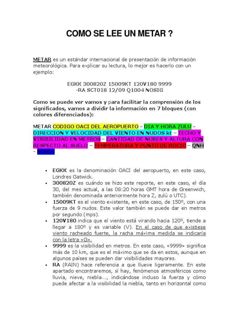Como Se Lee Un Metar | PDF | Nube | Niebla