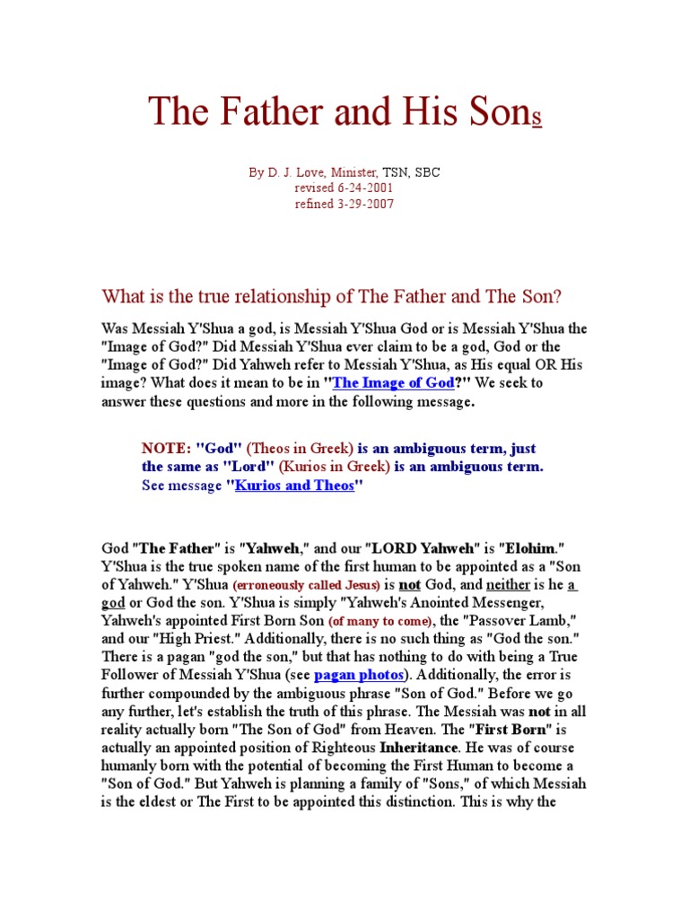 Fathers and Sons | PDF | God The Father | Jesus