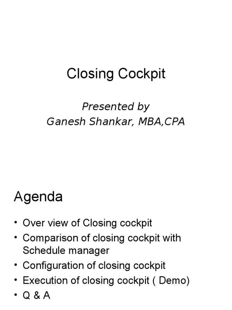 Closing Cockpit Configuration Guide | PDF | Information Technology ...