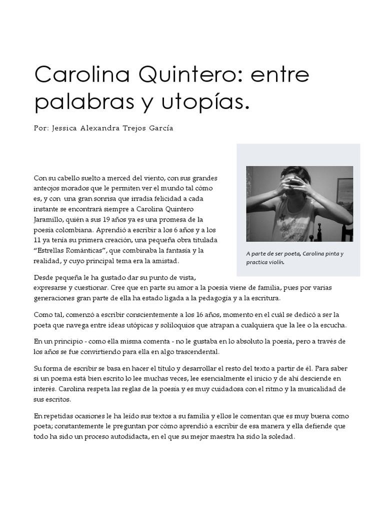 Carolina Quintero | PDF | utopía | Poesía