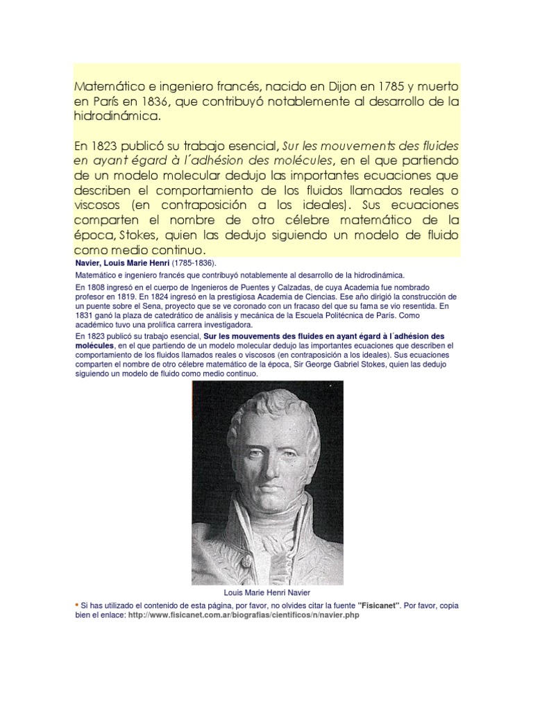 Biografía de Claude Louis Navier | PDF | Mecánica | Science