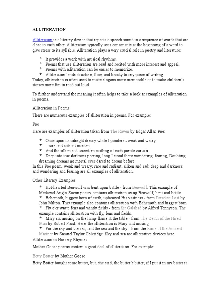 Alliteration | The Raven | Poetry