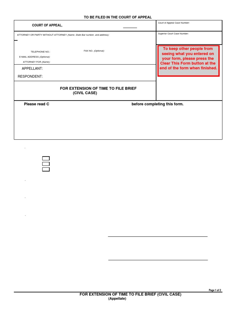 Cal CT of Appeal Stipulation For Extension | PDF | Law