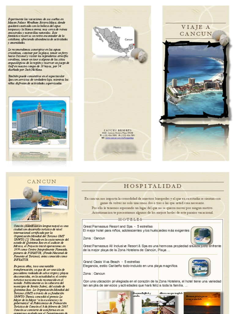 Triptico de Cancun 1223302693309019 9 | PDF | Turismo | Hotel y alojamiento