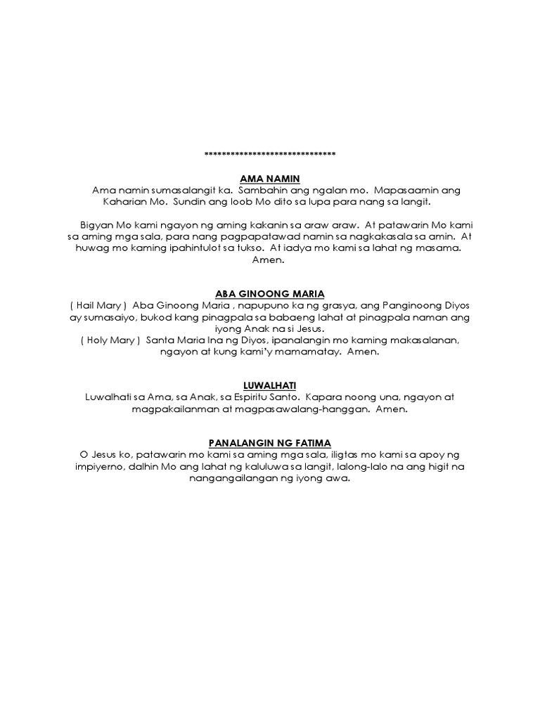 Rosary Prayers | PDF