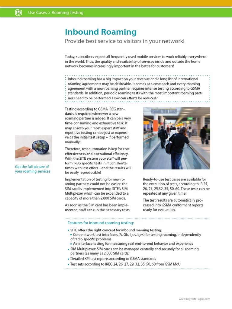 Use Cases Roaming Testing | PDF | Roaming | Quality Of Service Use Cases Roaming Testing | PDF | Roaming | Quality Of Service