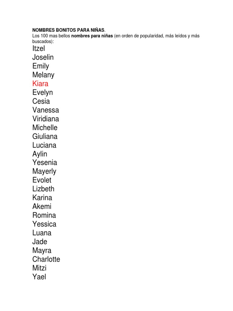 Nombres Bonitos De Nina