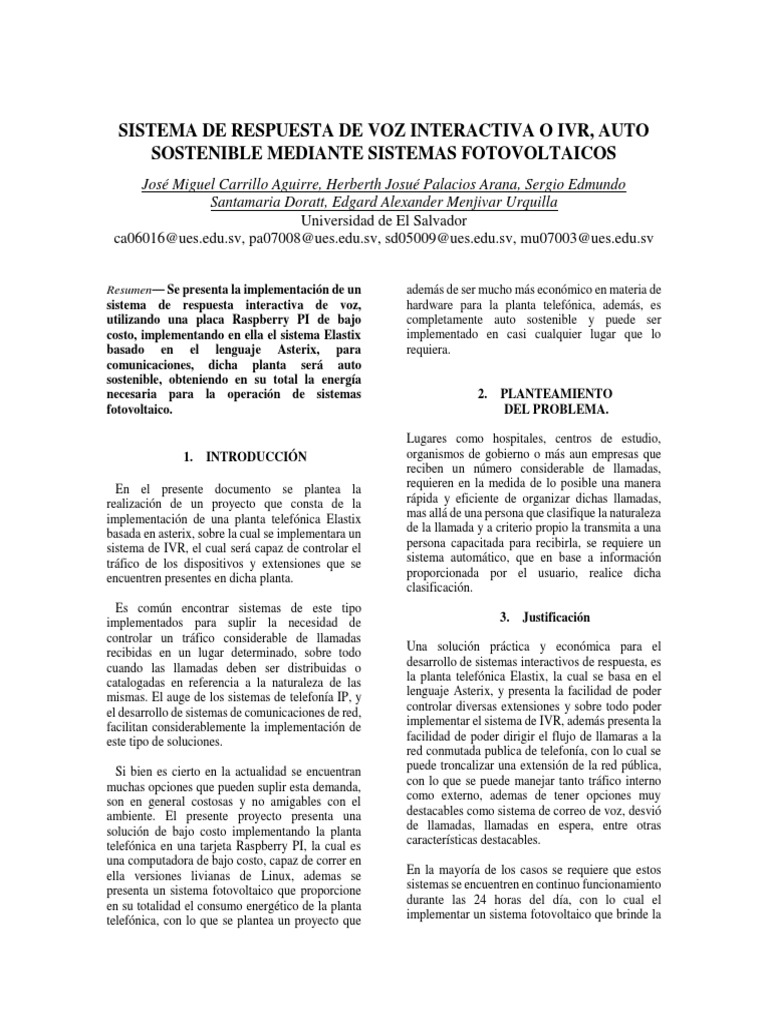 Sistema de Respuesta de Voz INTERACTIVA o IVR | PDF | Respuesta de Voz Interactiva | Redes de ...