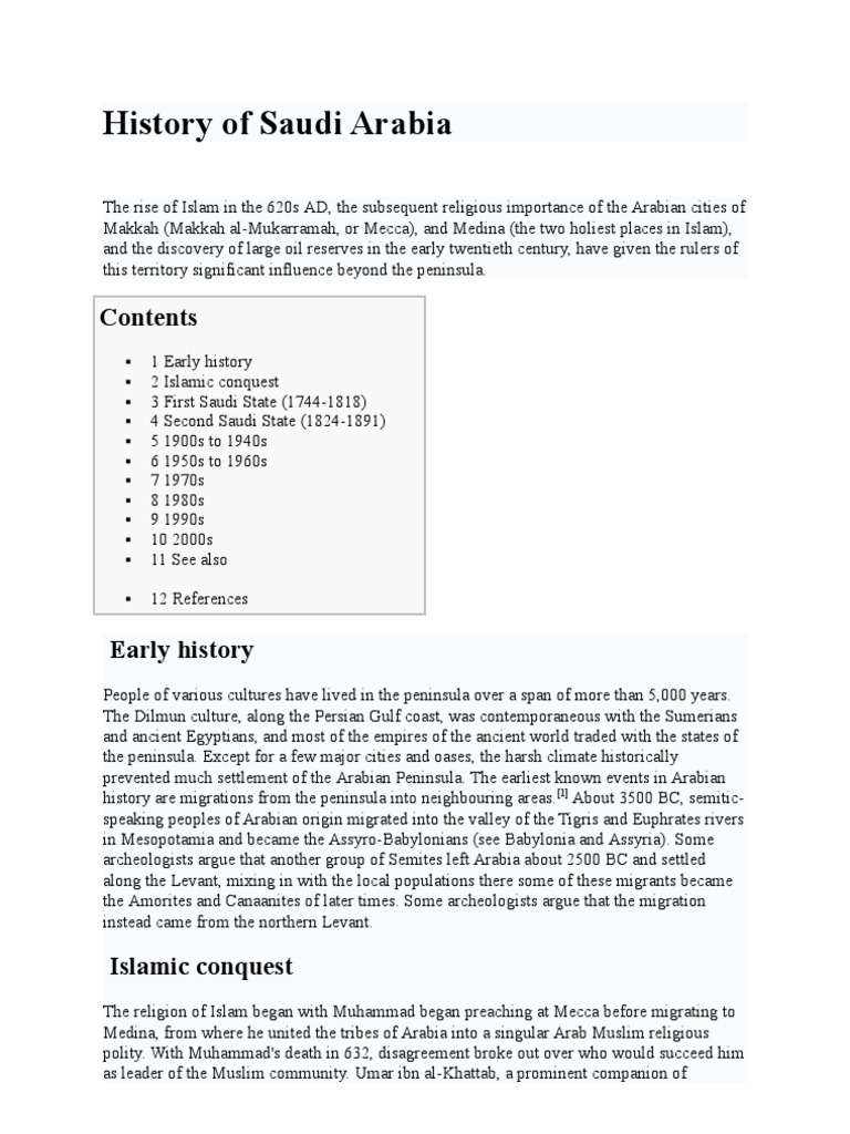 History of Saudi Arabia Overview | PDF | House Of Saud | Saudi Arabia