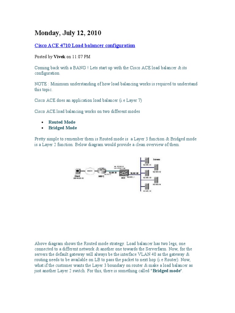 Ace 4710 Load Balancer Configuration | PDF | Load Balancing (Computing ...