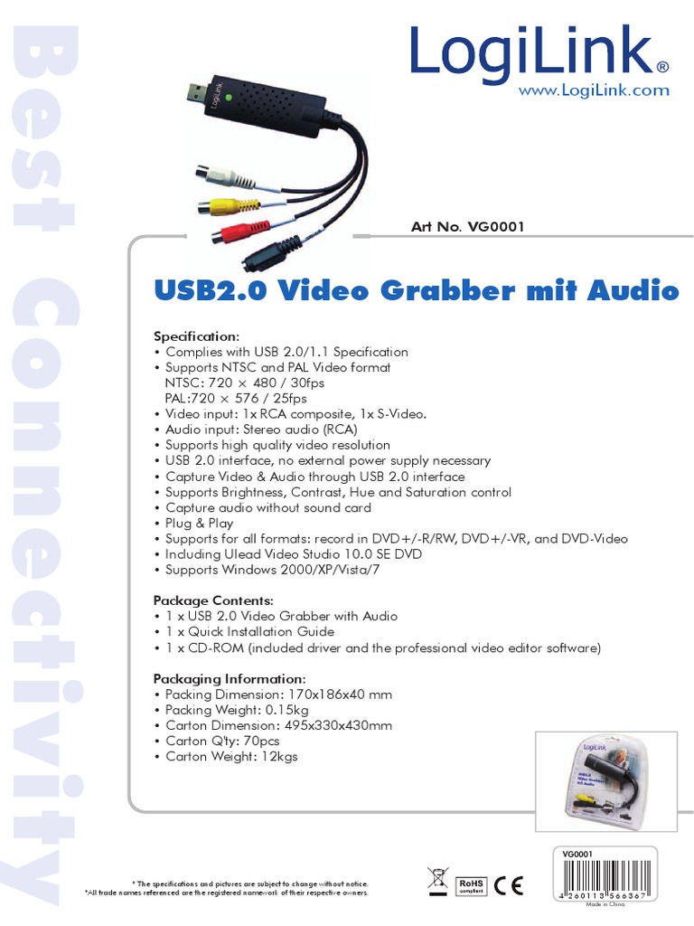 Usb2.0 Video Grabber Mit Audio: WWW - Logilink | PDF