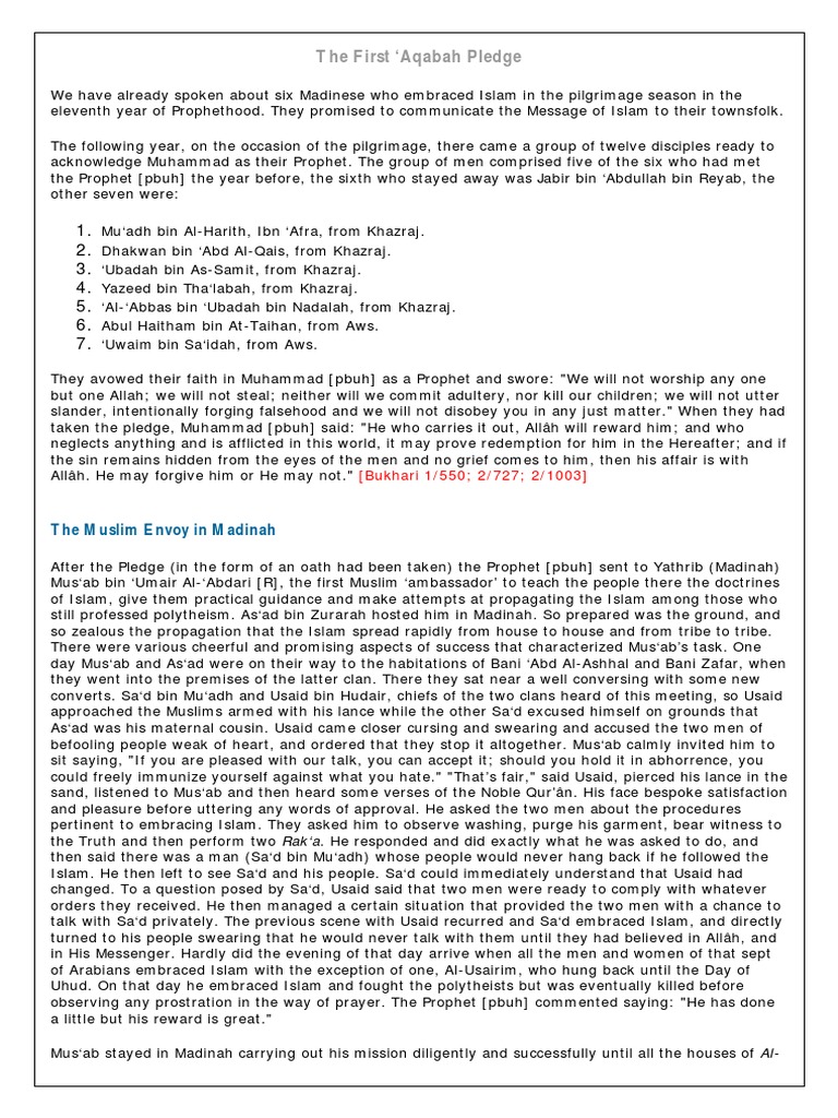 The First Aqabah Pledge: The Muslim Envoy in Madinah | PDF | Muhammad ...