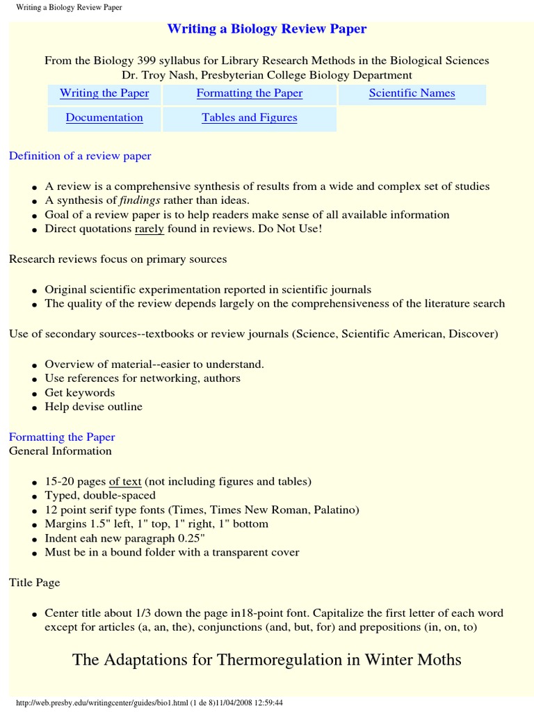 Writing A Biology Review Paper | PDF | Science | Cartesian Coordinate ...