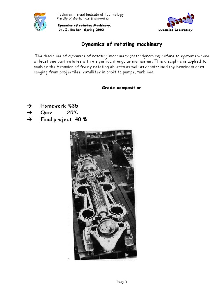 Dynamics of Rotating Machinery Overview | PDF | Physical Quantities ...