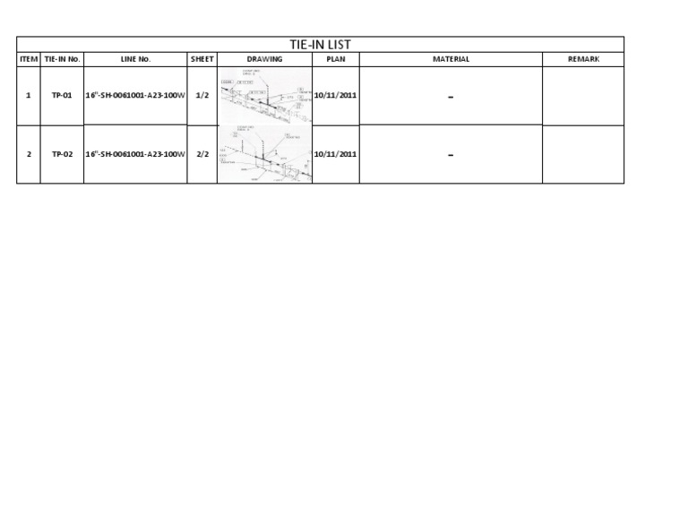 Tie-In List | PDF