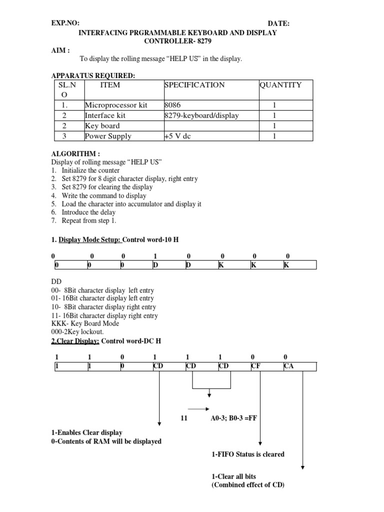 8279 Keyboard/Display Interface Setup | PDF | Office Equipment ...