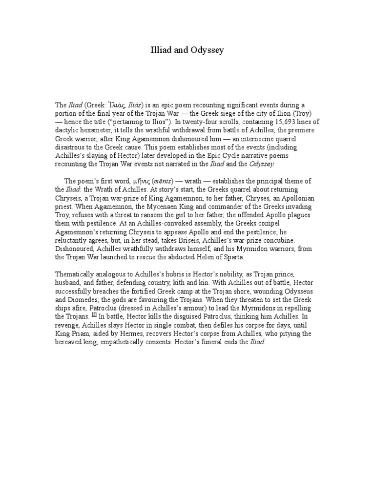 Illiad and Odyssey | PDF | Odyssey | Iliad