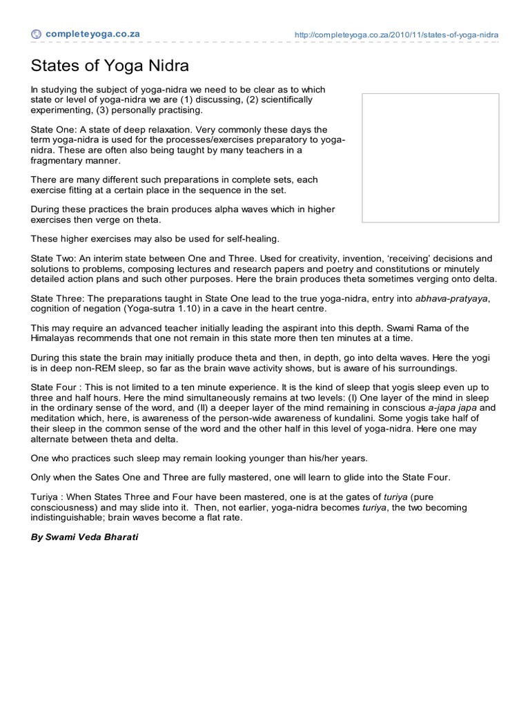States of Yoga Nidra | Download Free PDF | Mental Training | Yoga