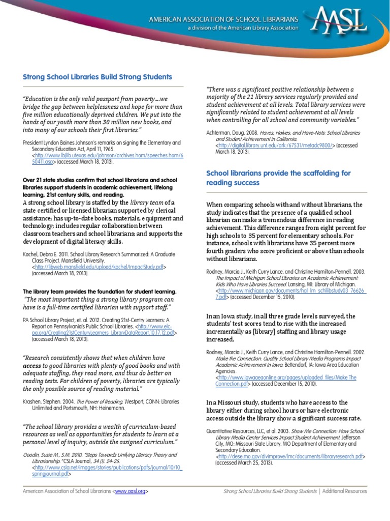 AASL Infographic Resources | PDF | School Library | Librarian