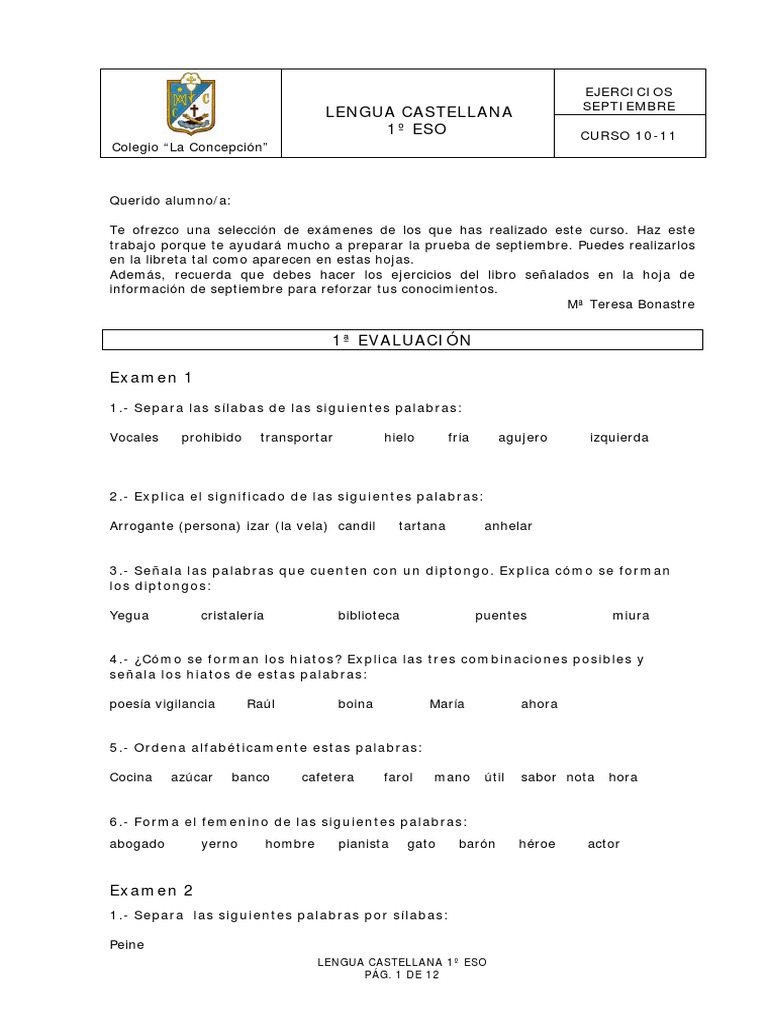 Lengua 1 Eso | PDF