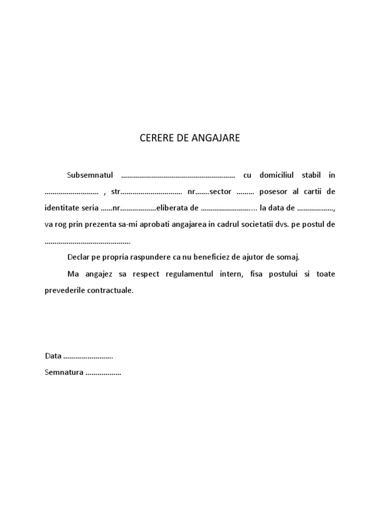 Cerere de Angajare | PDF