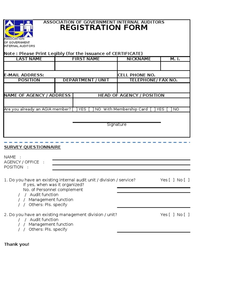 Agia Registration Form | PDF | Finance & Money Management
