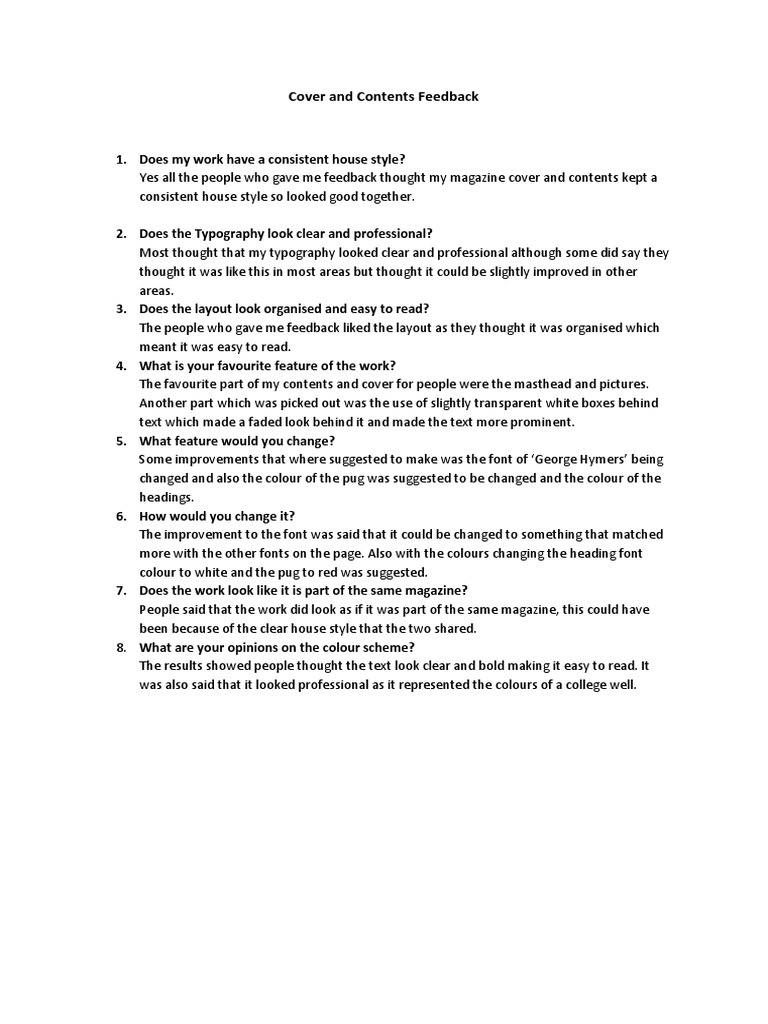 Magazine Cover and Contents Feedback Analysis | PDF | Career & Growth