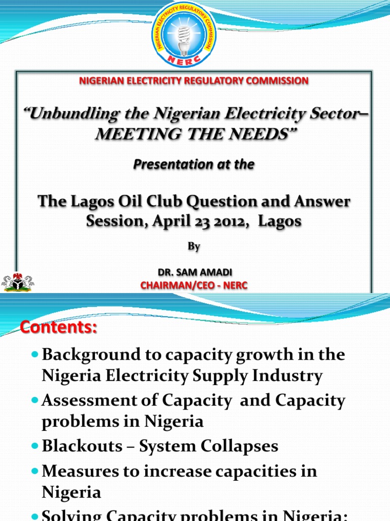 Dr. Sam Amadi Presentation at The Lagos Oil Club - April 23rd 2012 ...