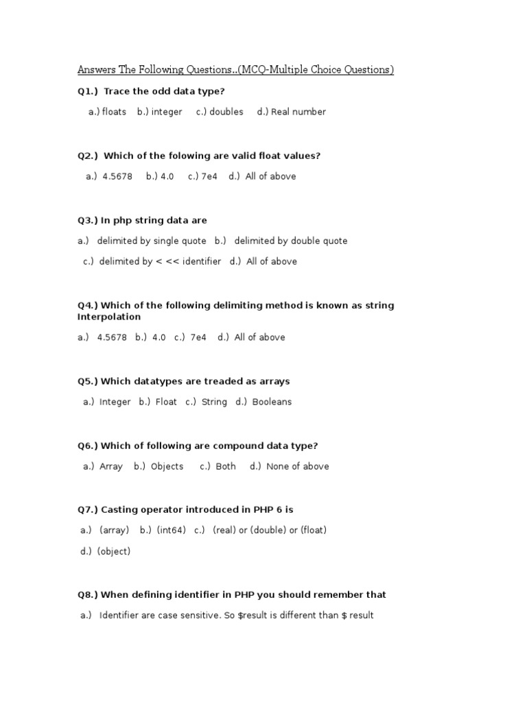 Php Questions Pdf
