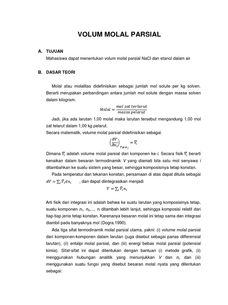 Mimi Volum Molal Parsial | PDF