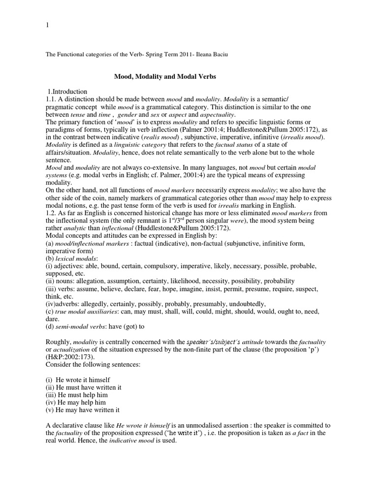 Mood, Modality and Modal Verbs | PDF | Modal Logic | Verb