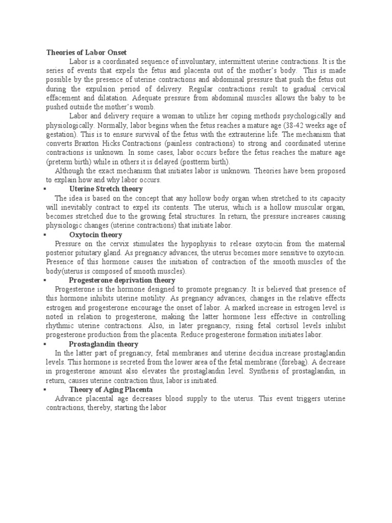 Theories of Labor Onset | PDF | Uterus | Childbirth