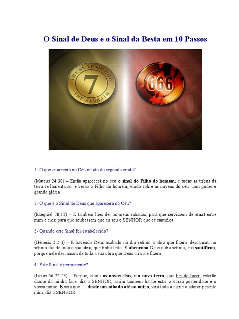 O Sinal de Deus e o Sinal Da Besta Em 10 Passos | Número da Besta | Shabat