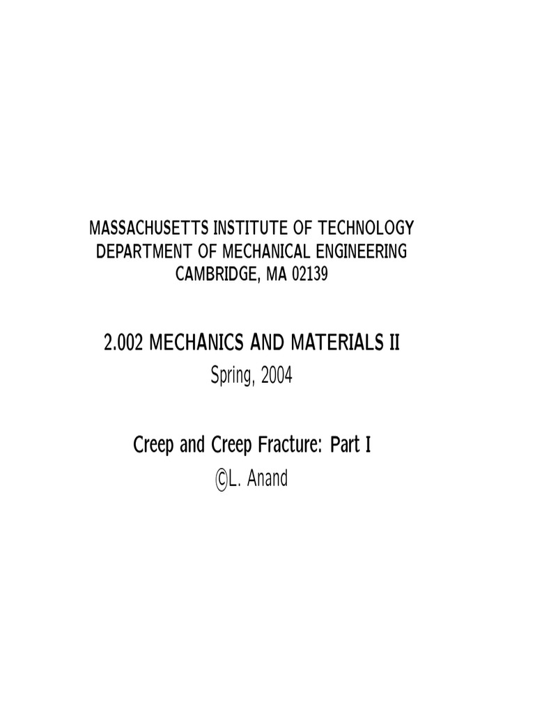 Creep and Creep Fracture - Anand | PDF | Teaching Methods & Materials ...