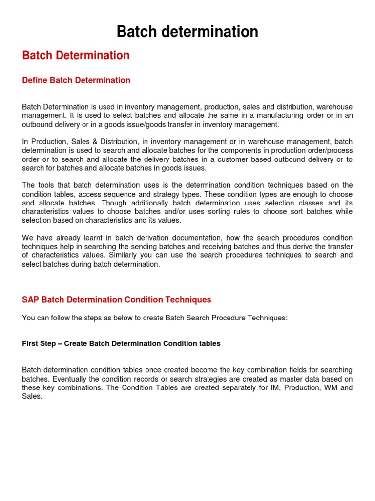 Batch Determination PP | PDF | Logistics | Business Process
