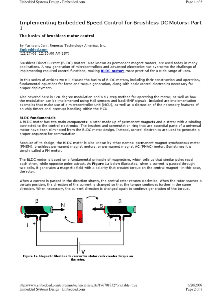 Implementing Embedded Speed Control For Brushless DC Motors Part1 | PDF | Electric Motor | Magnetism