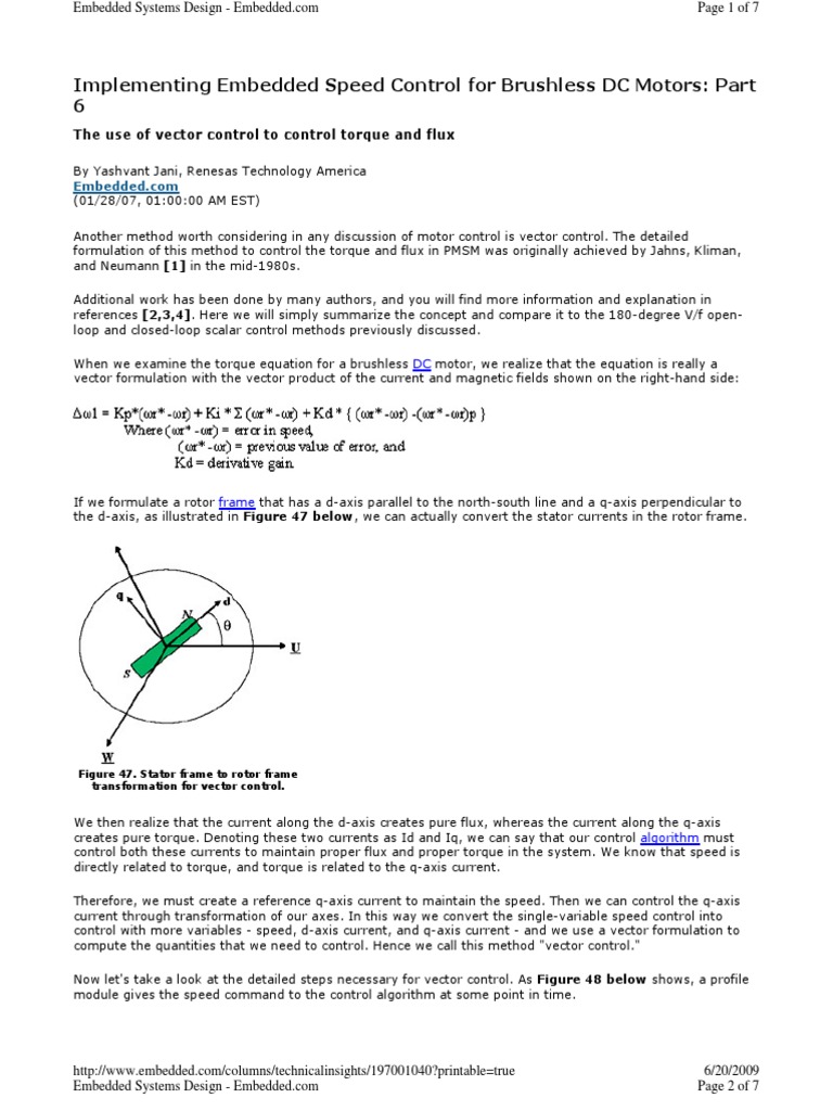Implementing Embedded Speed Control For Brushless DC Motors Part 6 | PDF | Control Theory ...