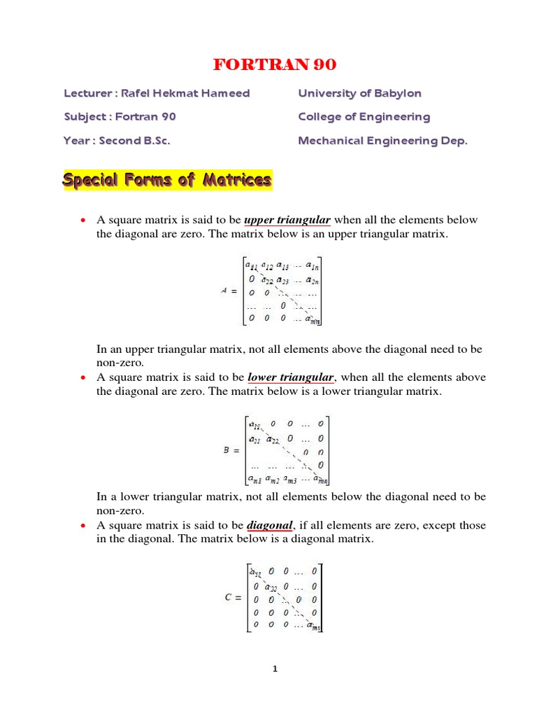 Lecture in Fortran | PDF | Determinant | Matrix (Mathematics)