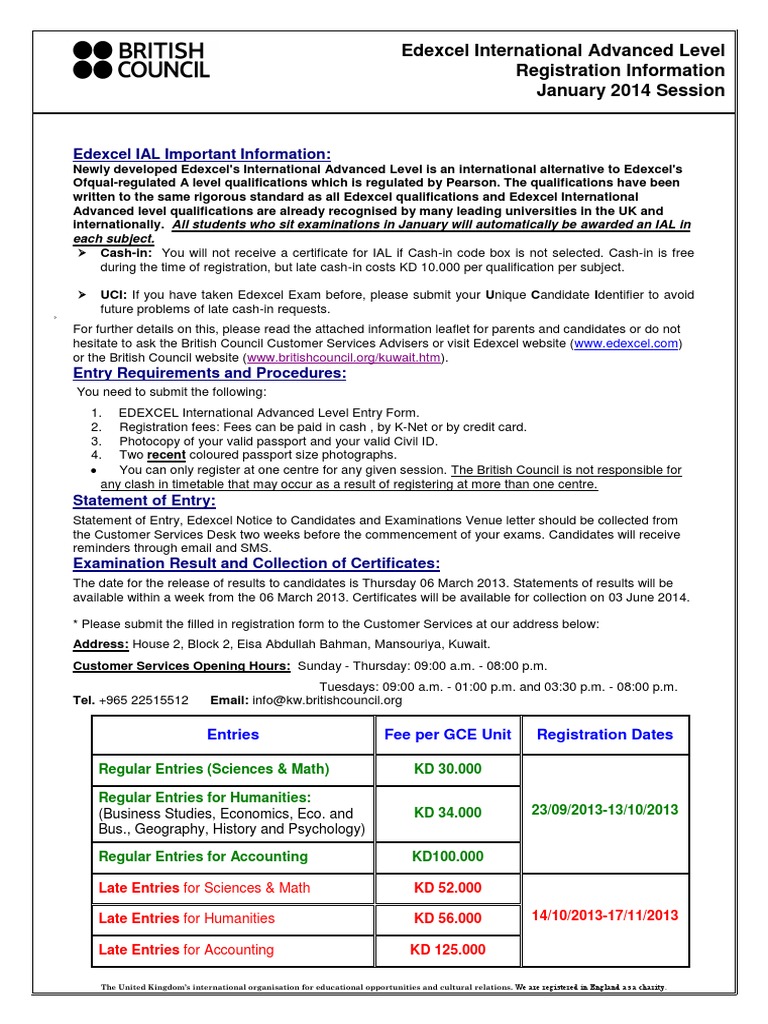 Edexcel IAL Registration Guide 2014 | PDF | Identity Document | Gce ...