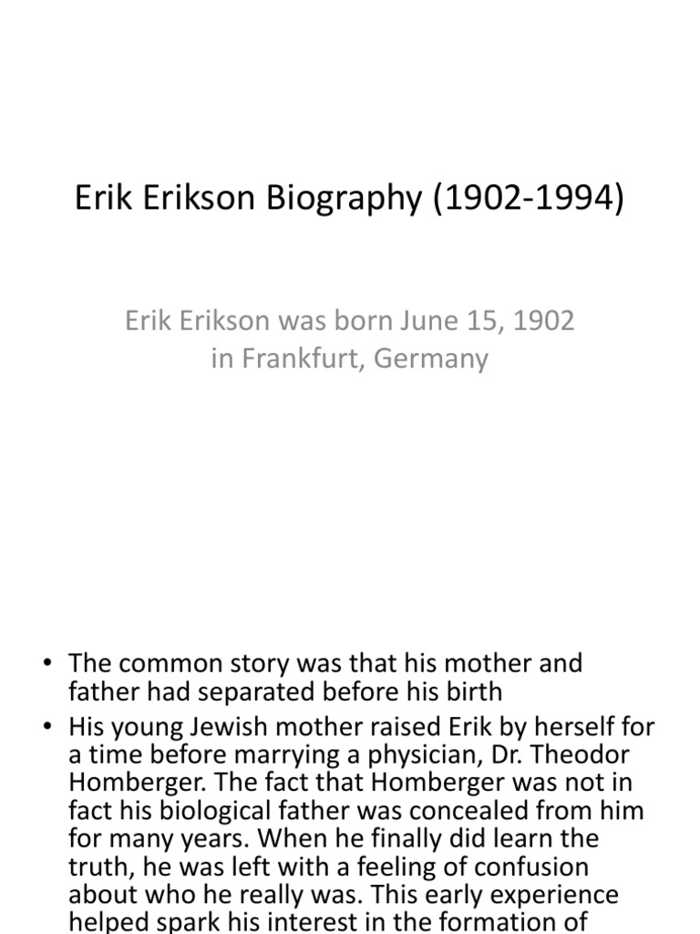 Erik Erikson Biography (1902-1994) | PDF