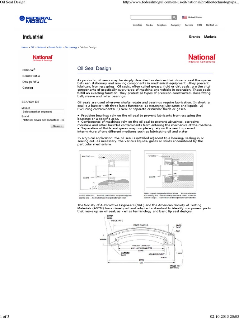 Oil Seal Design | PDF | Bearing (Mechanical) | Lubricant