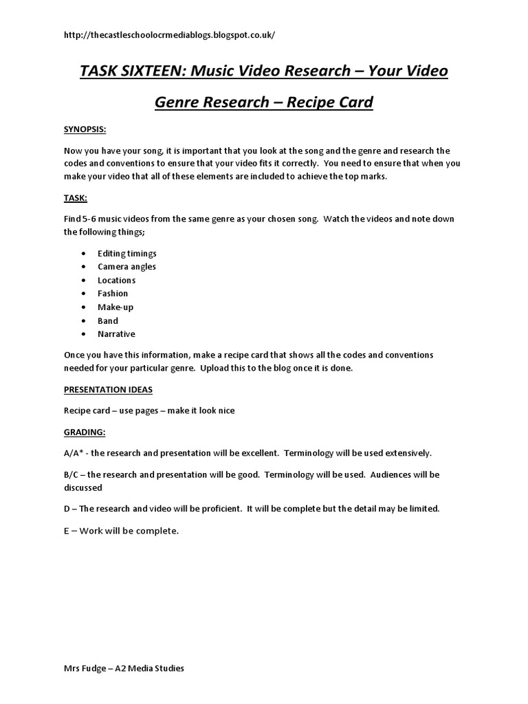 TASK 16 - Genre Research | PDF